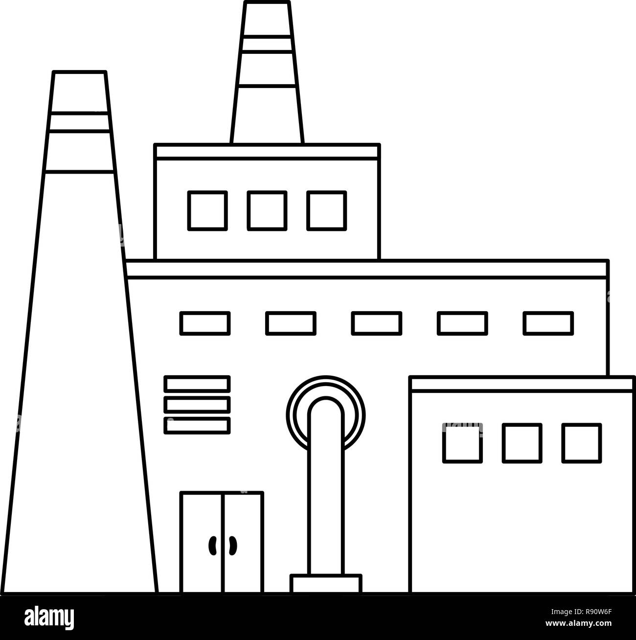 Factory industry building isolated black and white Stock Vector Image ...