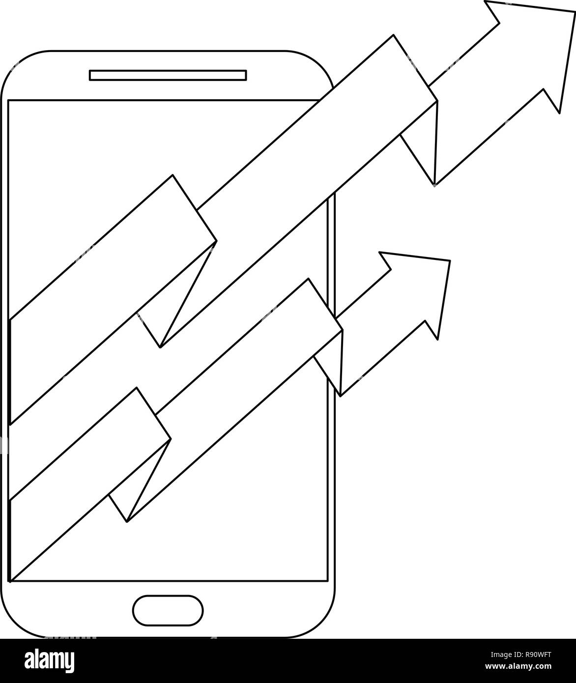 smartphone with arrows up in black and white Stock Vector Image & Art ...