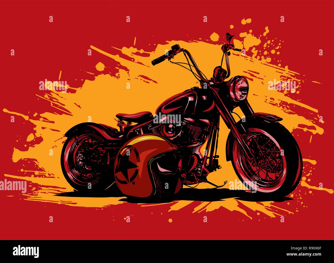 Vintage Chopper Motorcycle Poster illustration Stock Vector Image & Art ...