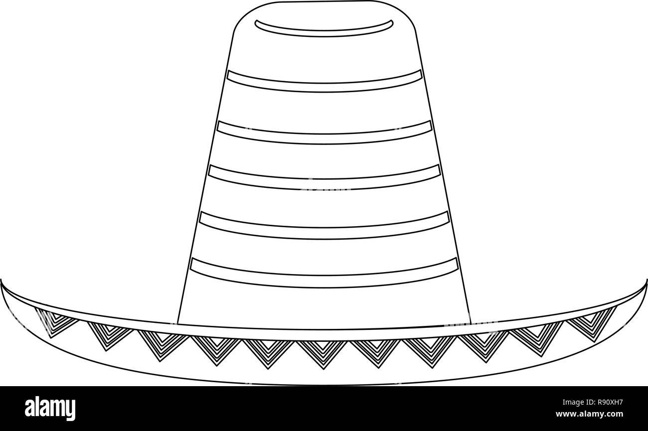 mexican hat symbol cartoon in black and white Stock Vector Image & Art ...