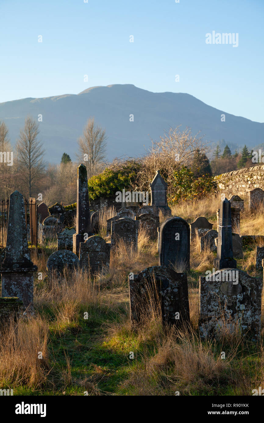 Ben Ledi from Saint Kessog's graveyard in Callander, Scotland Stock ...