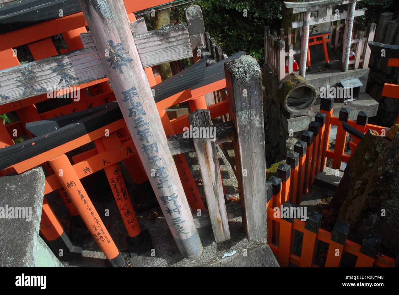 Replica models of the Torii gates at Fushimi Inari Shrine, Kyoto, Japan ...