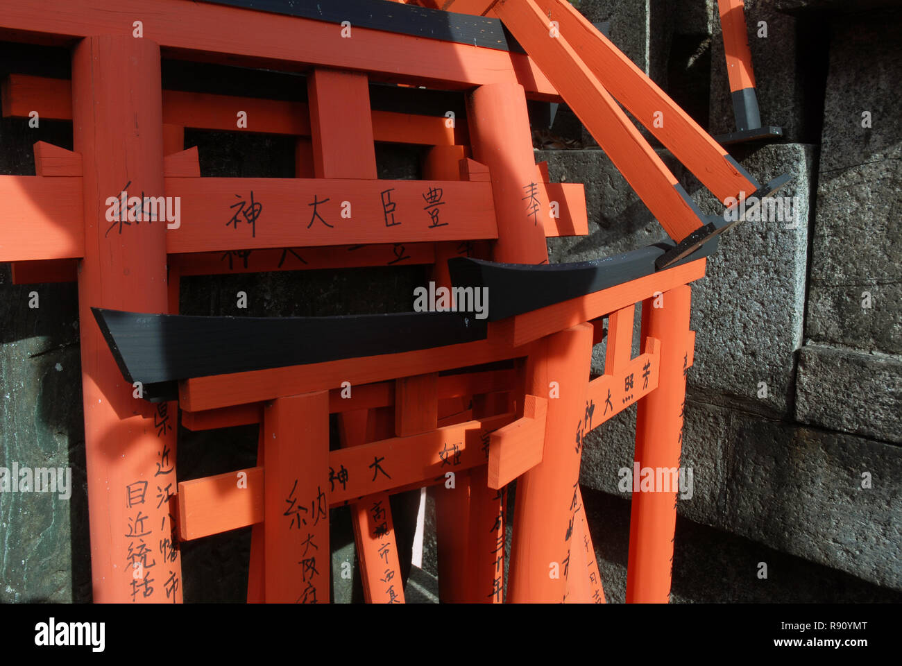 Replica models of the Torii gates at Fushimi Inari Shrine, Kyoto, Japan ...