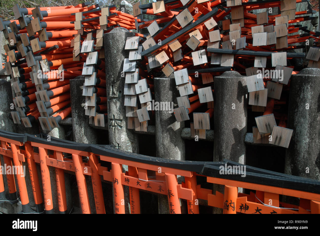 Replica models of the Torii gates at Fushimi Inari Shrine, Kyoto, Japan ...