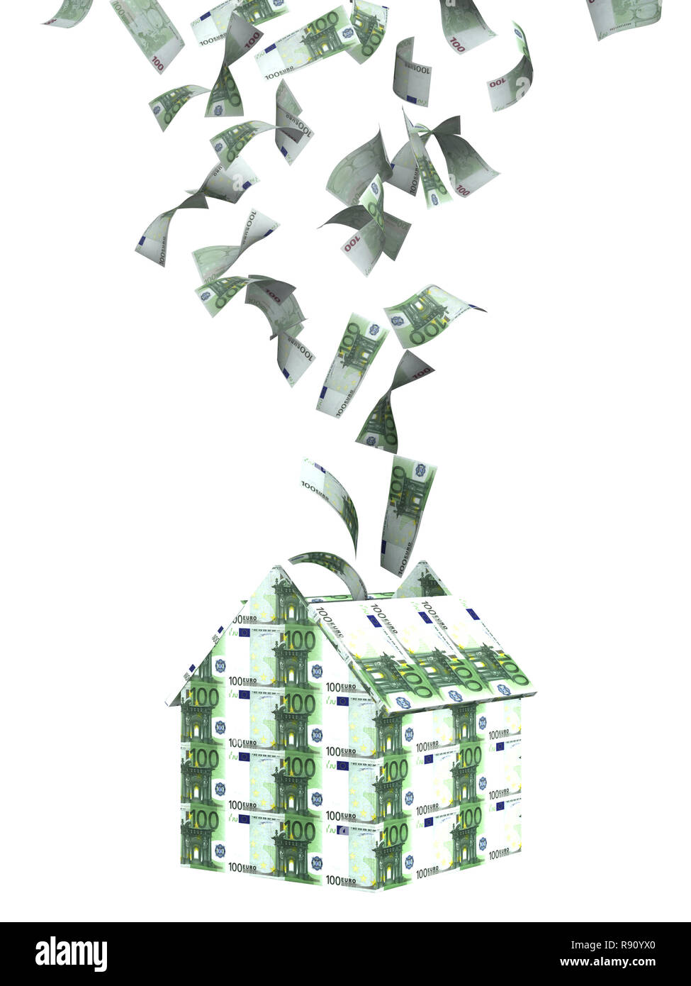 Euro banknotes falling in house Stock Photo - Alamy