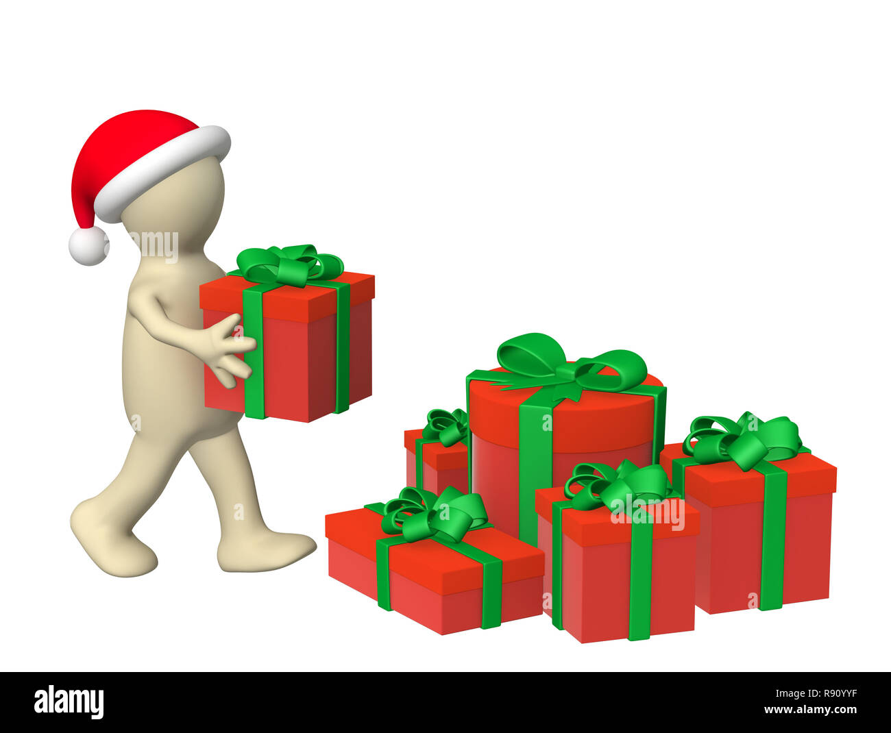 3d puppet, stacking christmas gifts Stock Photo - Alamy