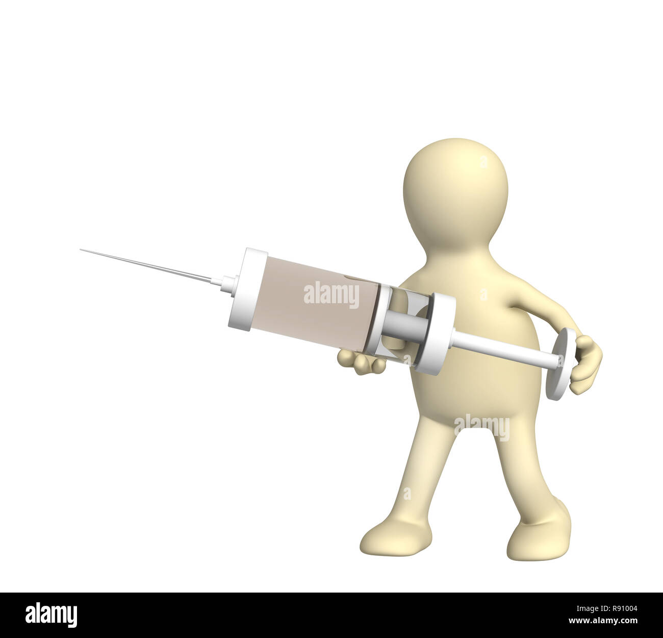 3d puppet - doctor with a syringe Stock Photo - Alamy