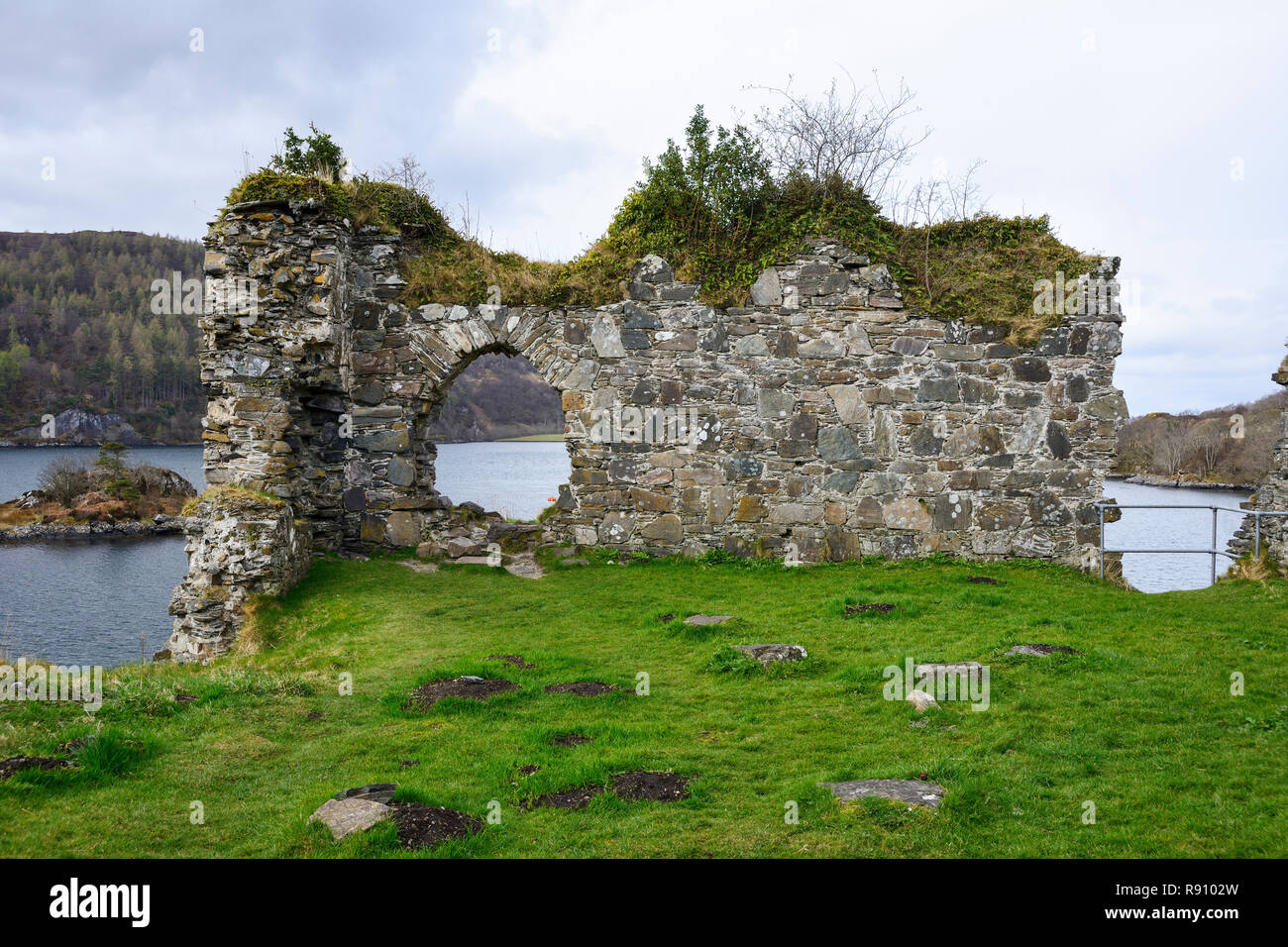 Strome Castle overlooking Loch Carron, Wester Ross, Highland Region ...