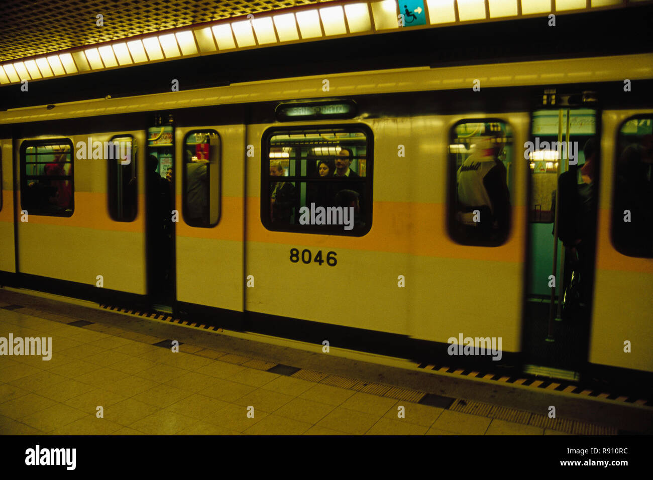 Yellow Line Train In Milan