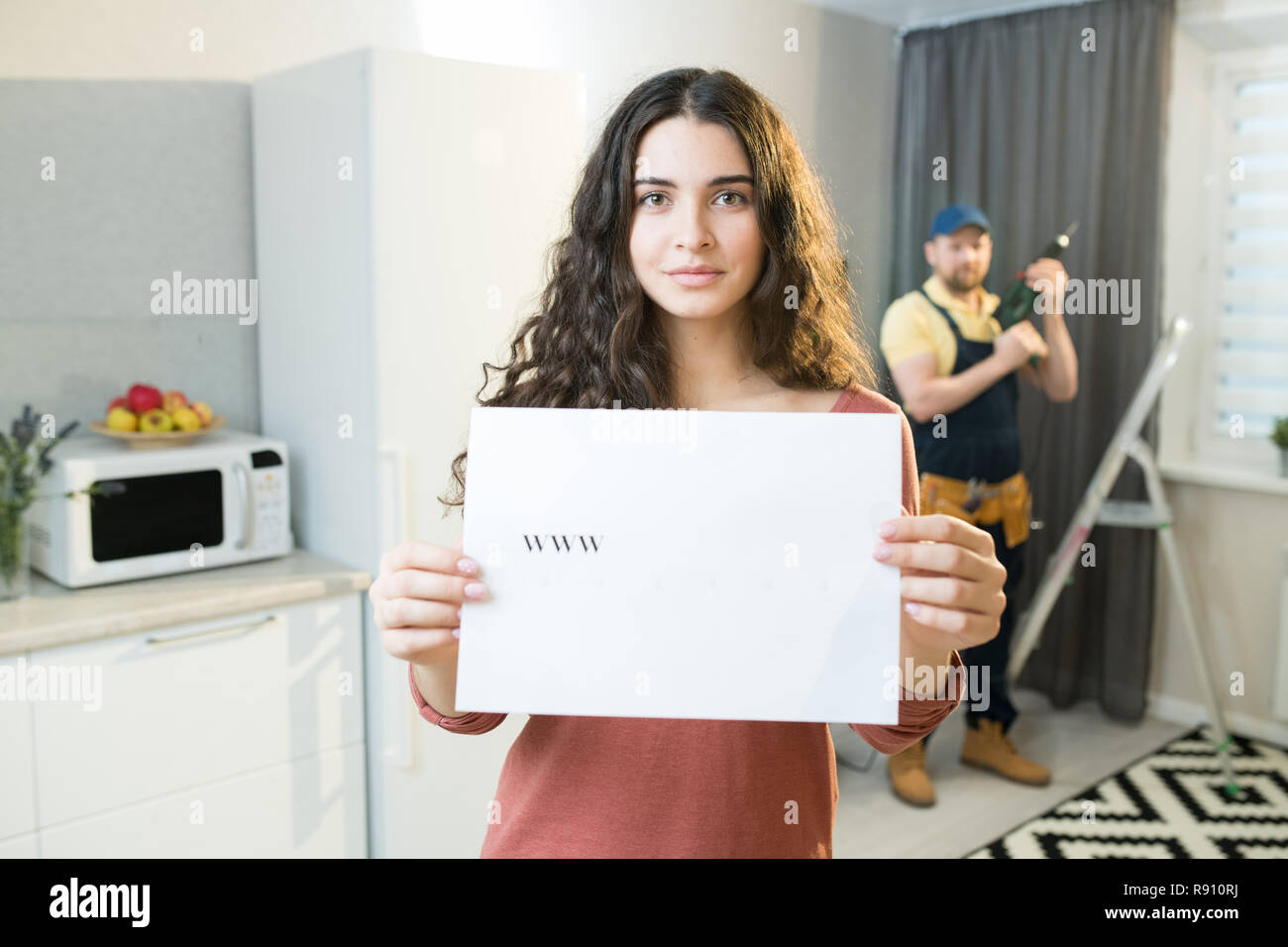 Young man showing information hi-res stock photography and images - Alamy