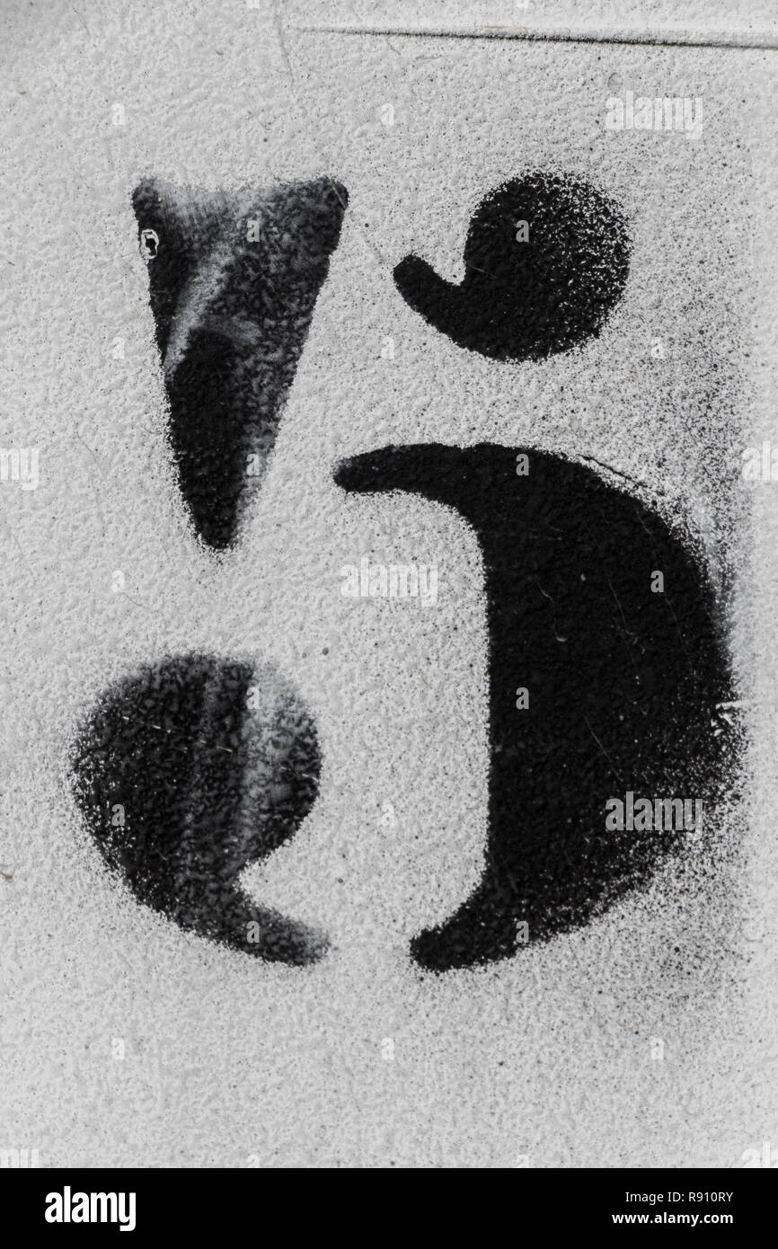 number 5 black spray paint on white background, number five, number 5 ...