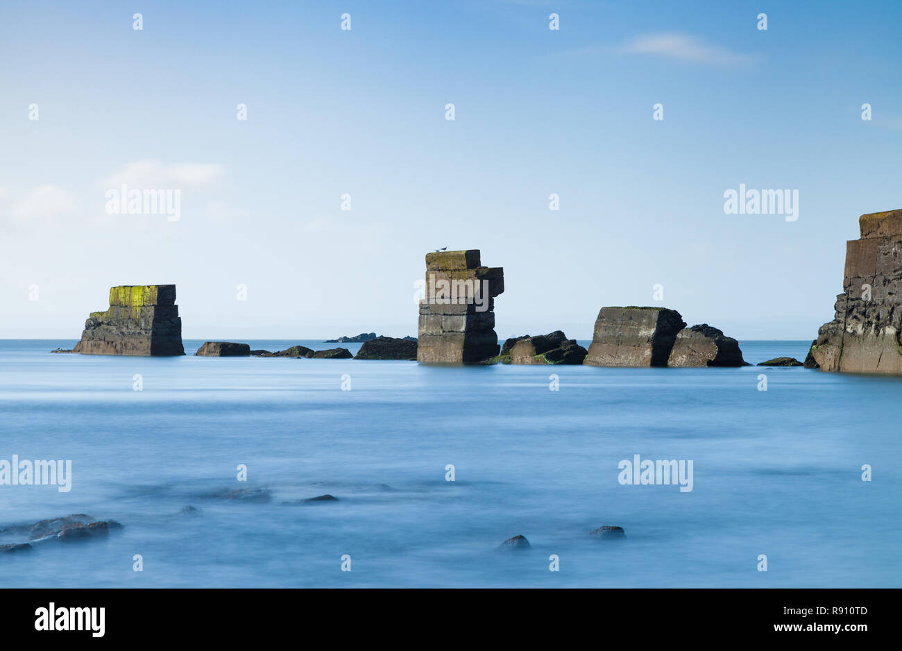 The old Harbour wall along the Fife Coastal Path at Seafield Kirkcaldy ...