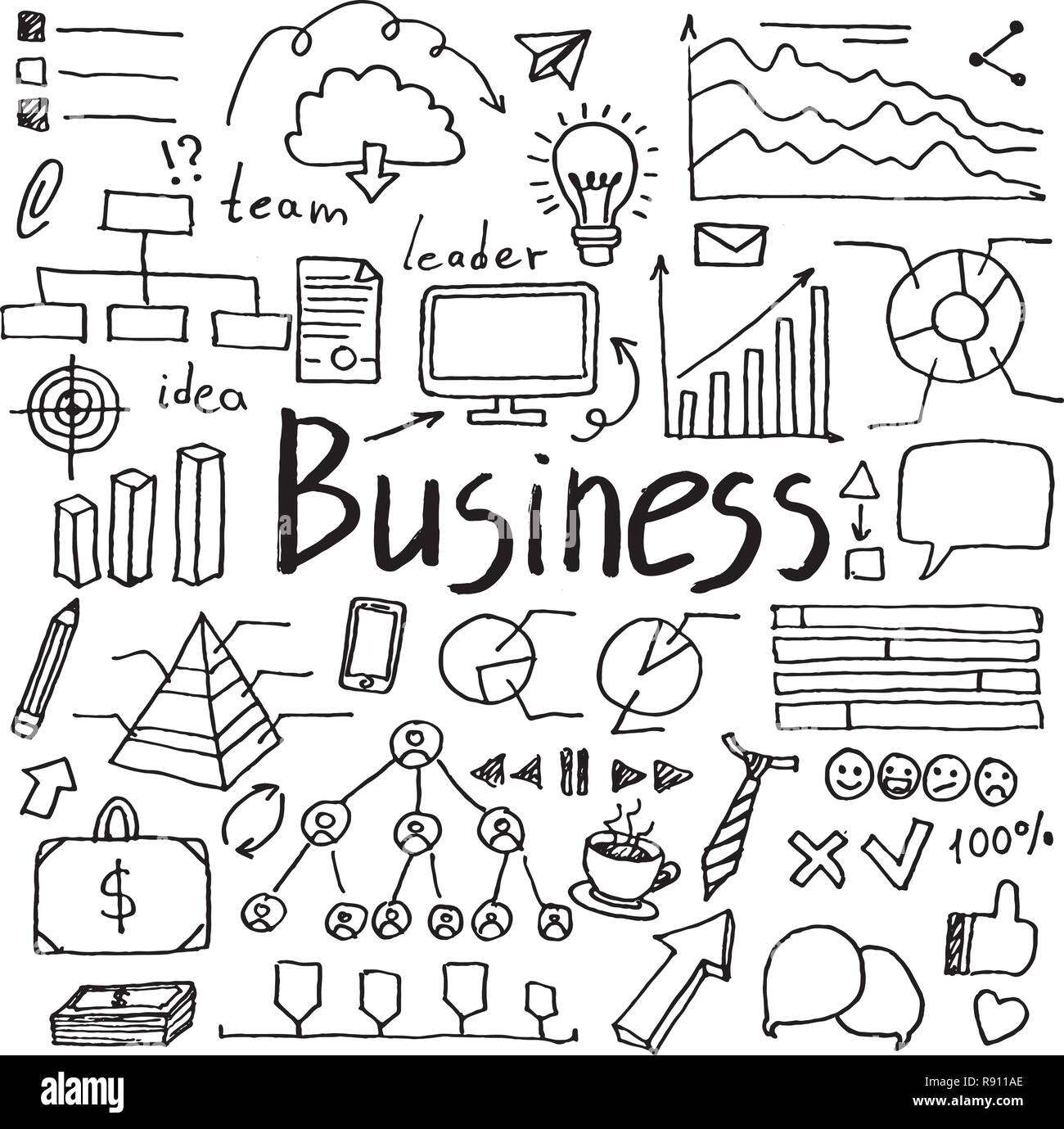 Set of hand drawn doodle business icons Stock Vector Image & Art - Alamy