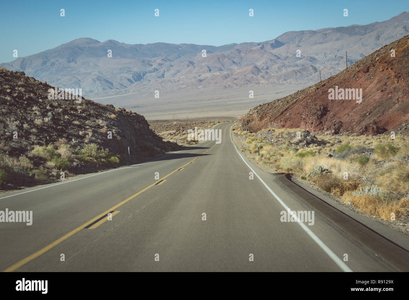 View from the endless road through Death Valley National Park ...