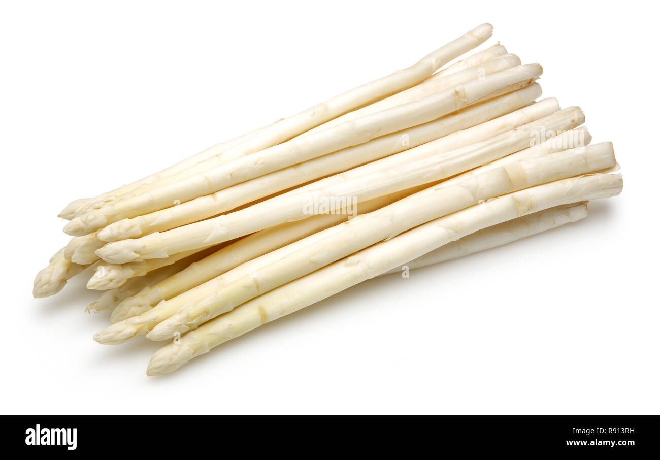 White asparagus sticks isolated on white background. Studio shot Stock ...