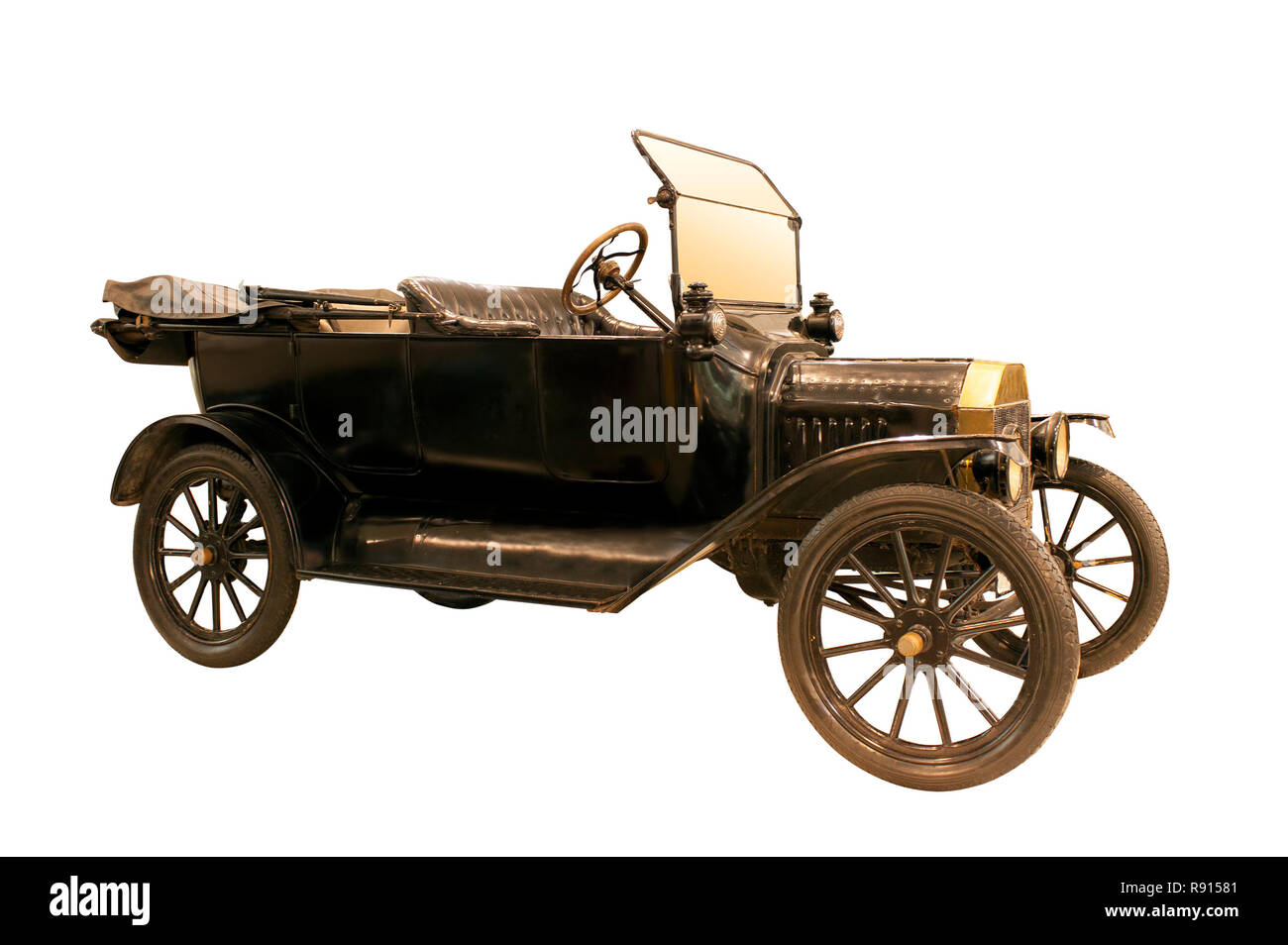 ancient old car in retro style isolated on white Stock Photo - Alamy