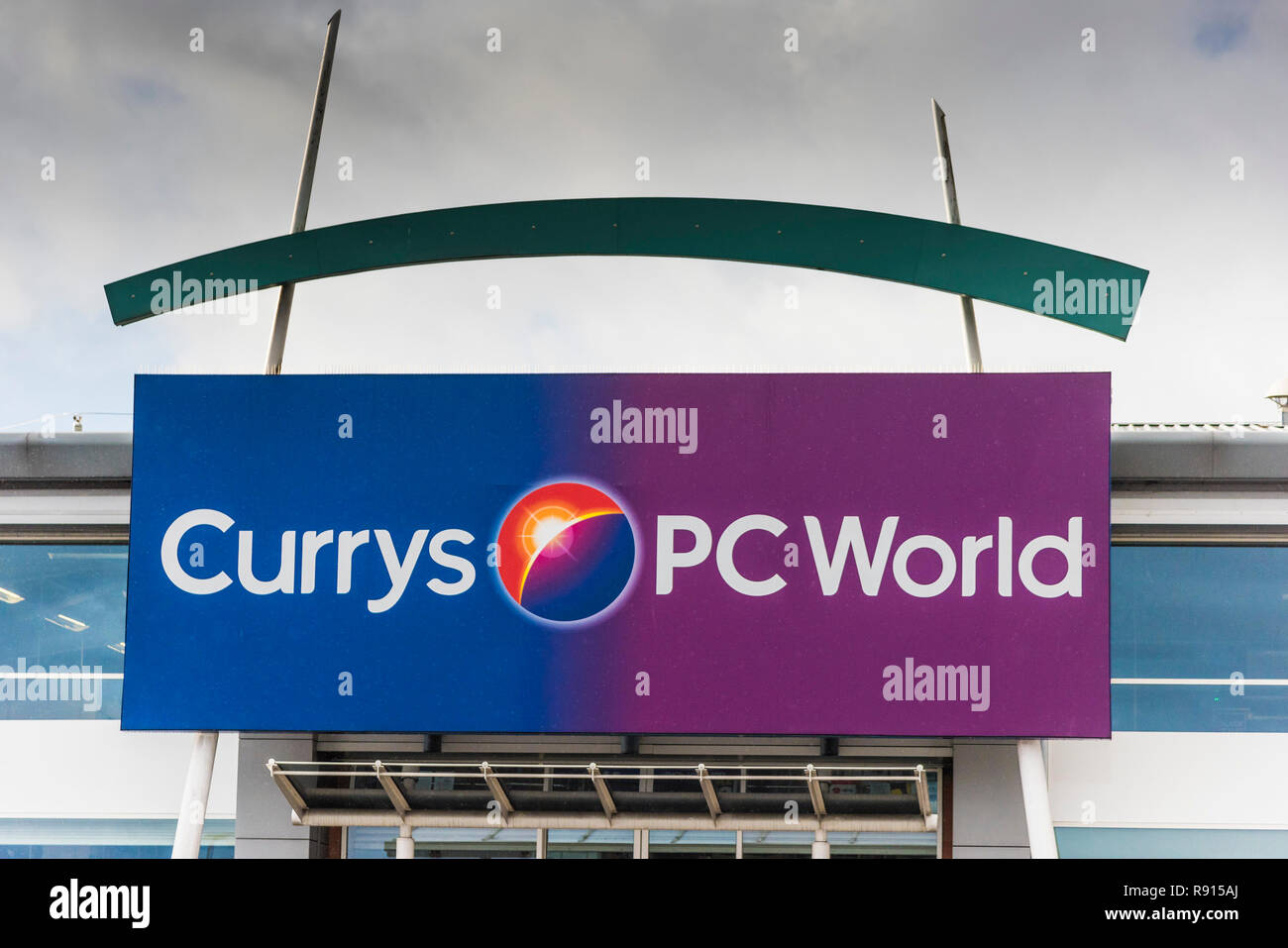 A large advertising sign for Currys PC World Stock Photo - Alamy