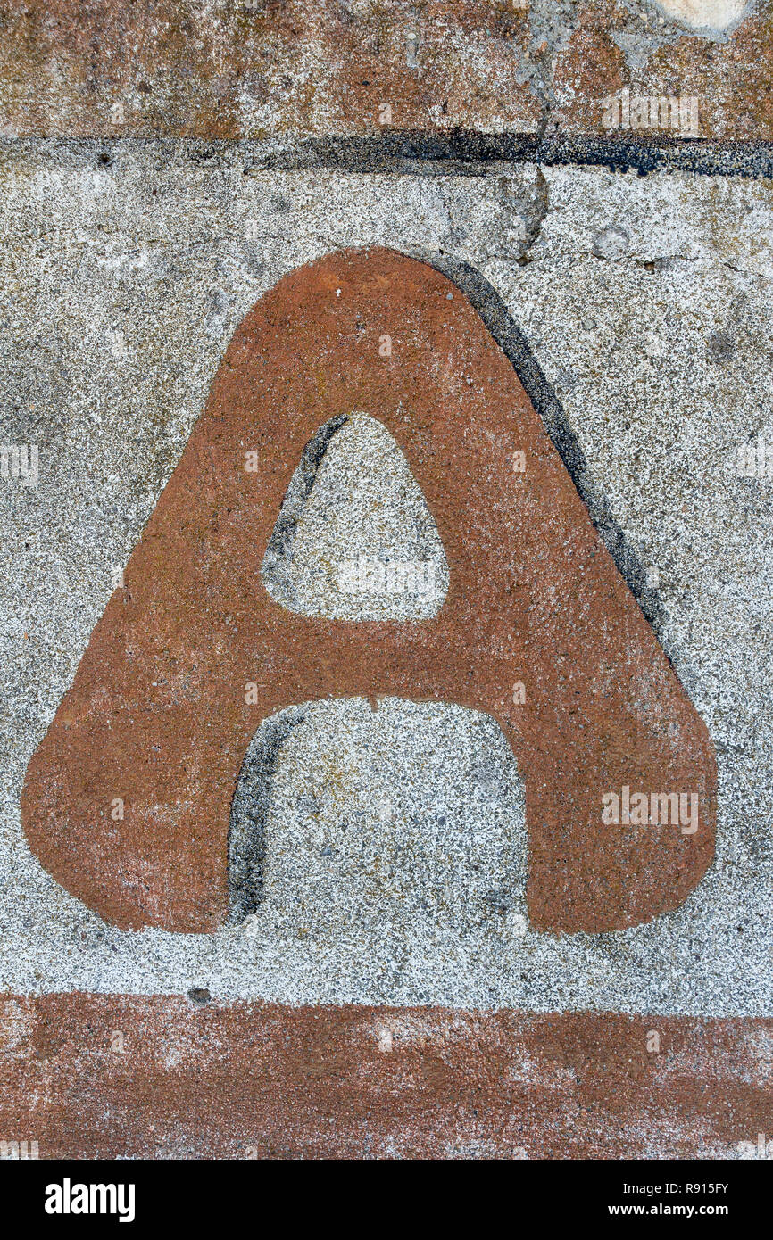 painted letter on vintage wall, letter a Stock Photo - Alamy