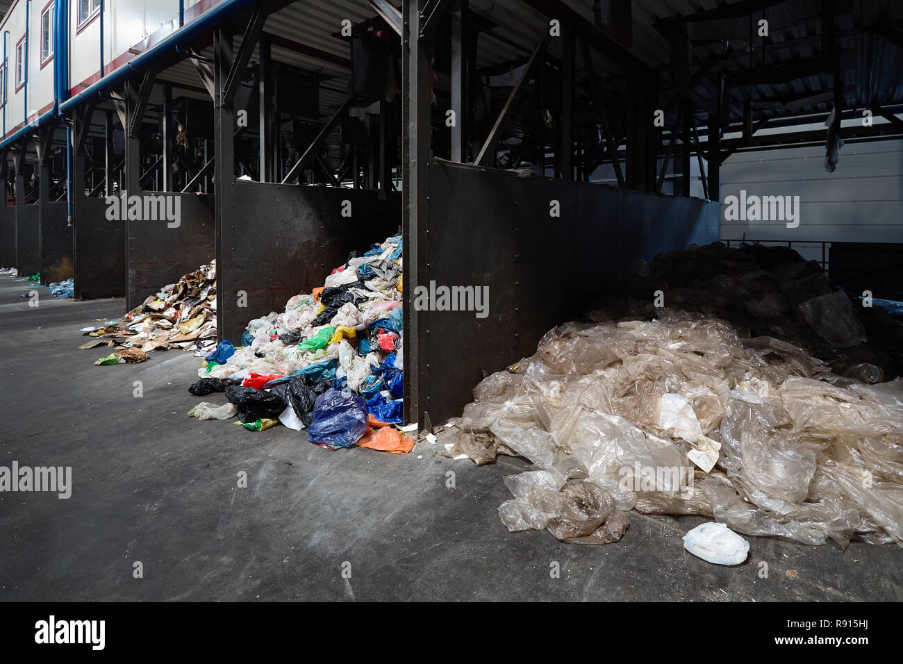 Modern plant of waste sorting and recycling. Separate collection and ...