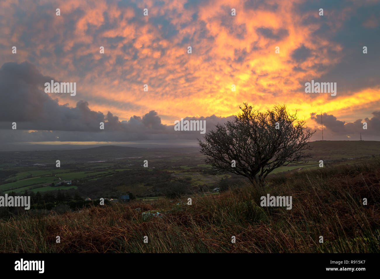 Sunrise at with beautiful clouds and colours in the sky, Stowes Hill ...