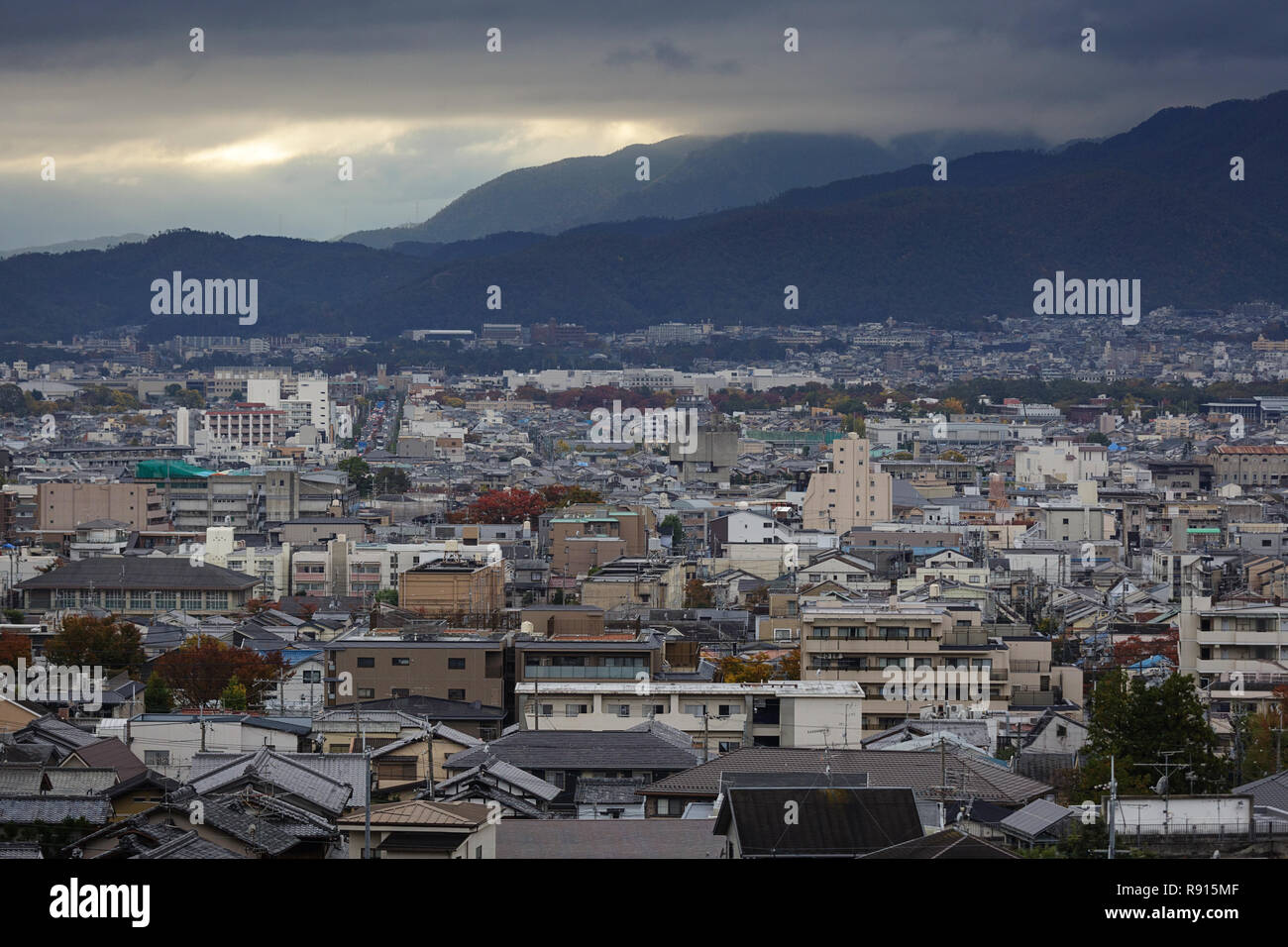 View of Kyoto from the mountain, Kyoto, Japan, East Asia, Asia Stock ...