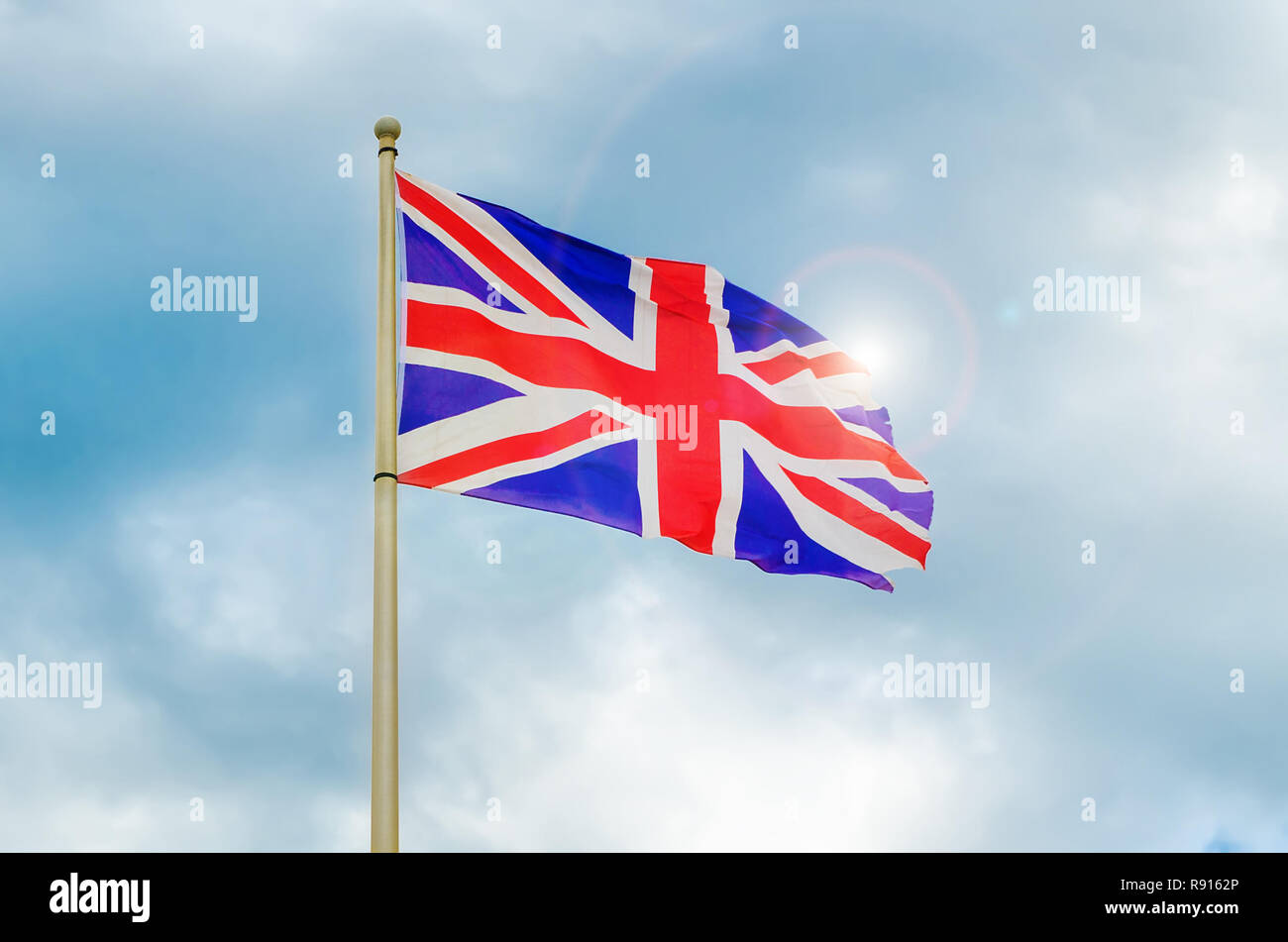 english flag with sun and sky Stock Photo - Alamy