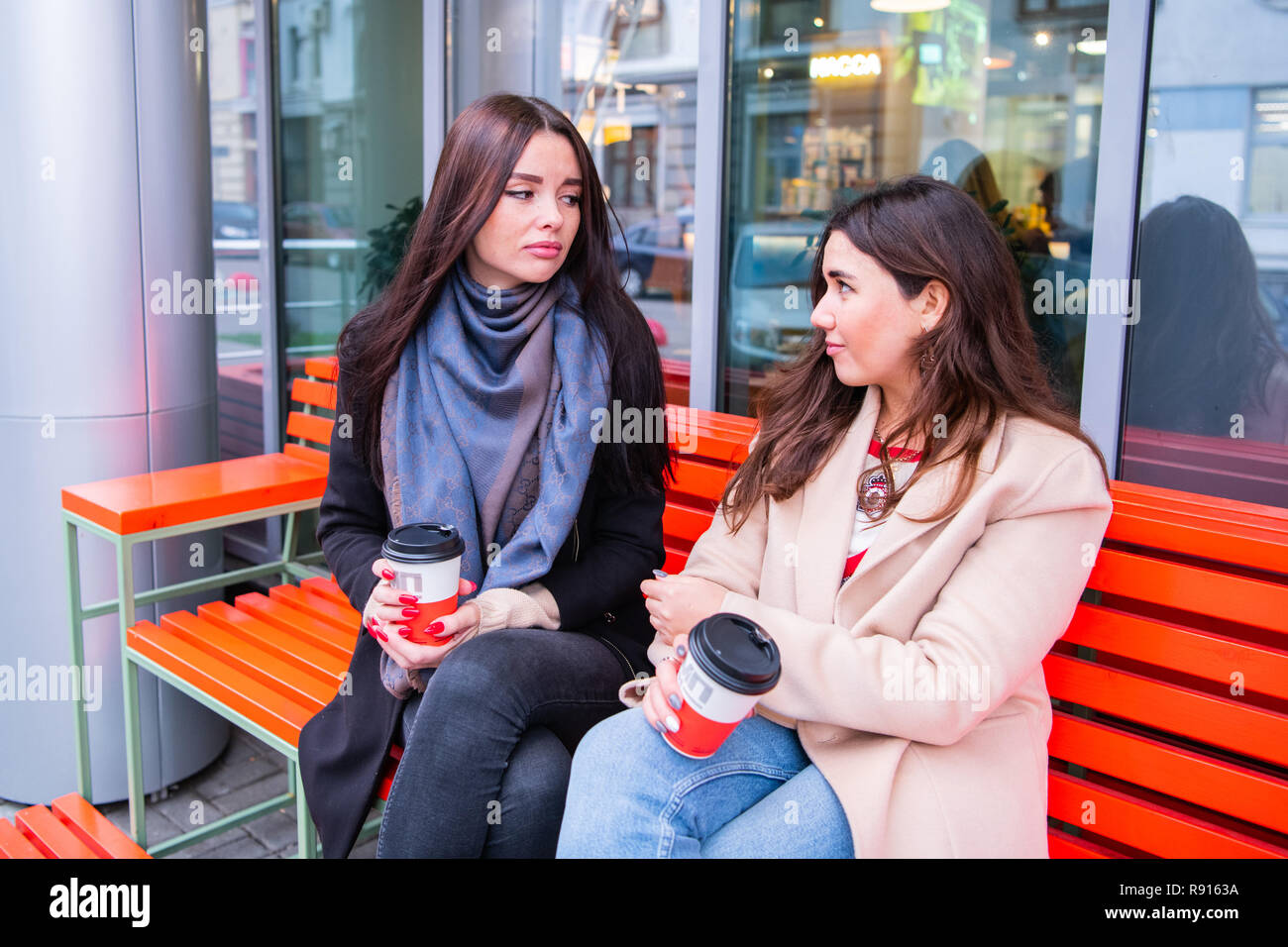 Friendship and conflict concept - two envy girls after quarrel Stock ...