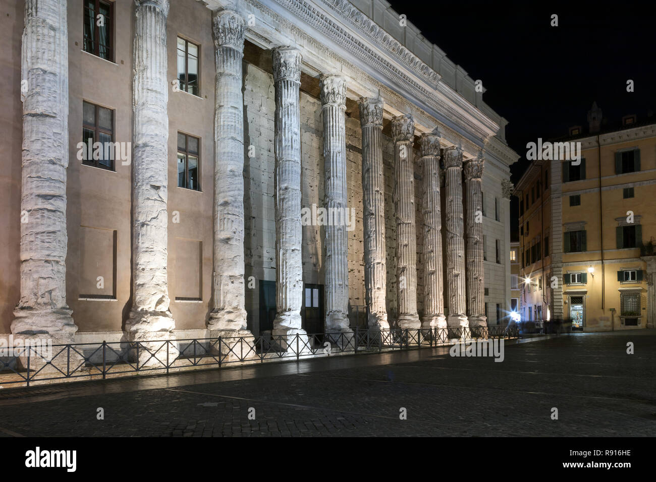 Temple of Hadrian in Rome. The façade of the famous monument dedicated ...