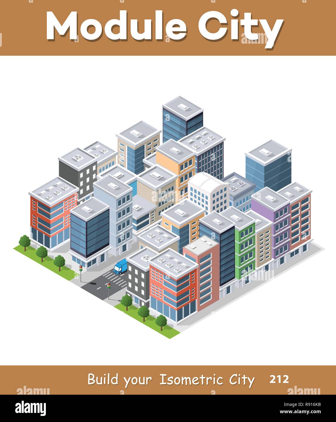 Urban district of the city in isometric landscape urban infrastructure ...
