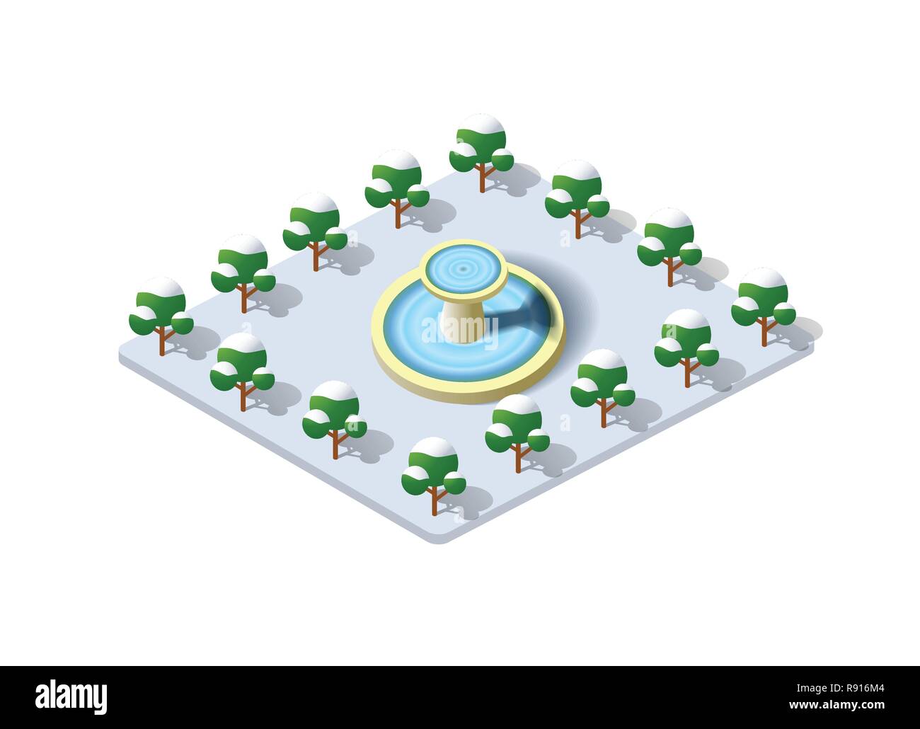 Isometric element of city landscape urban fountain Stock Vector Image ...