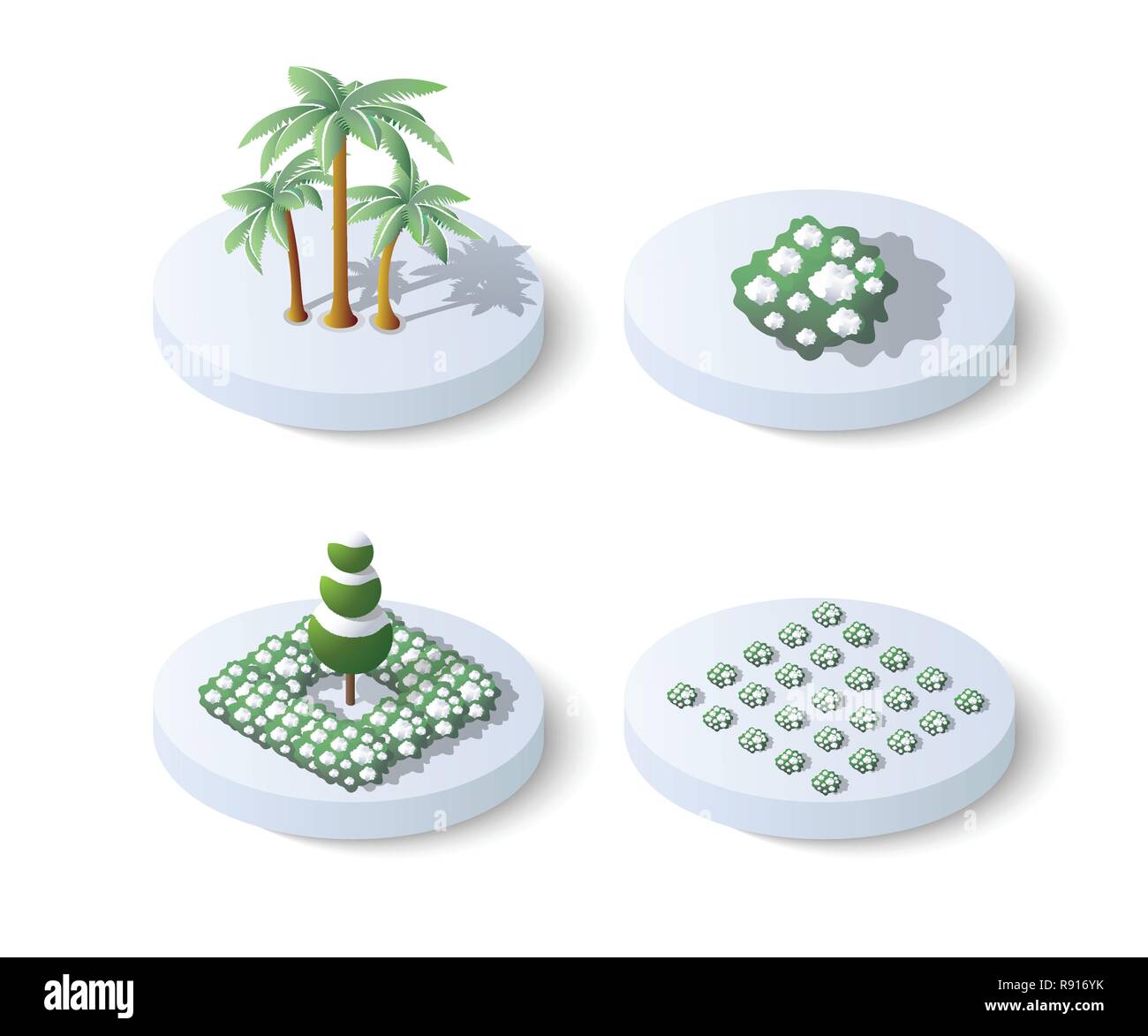Winter snowy christmas icon nature trees forest landscape. Isometric ...