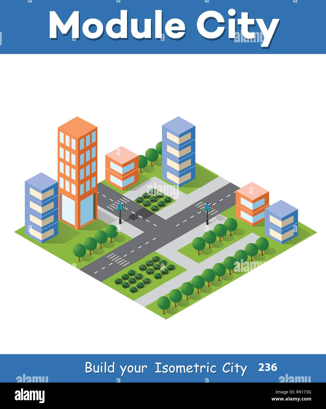 Isometric urban skyscraper building of the city infrastructure town ...