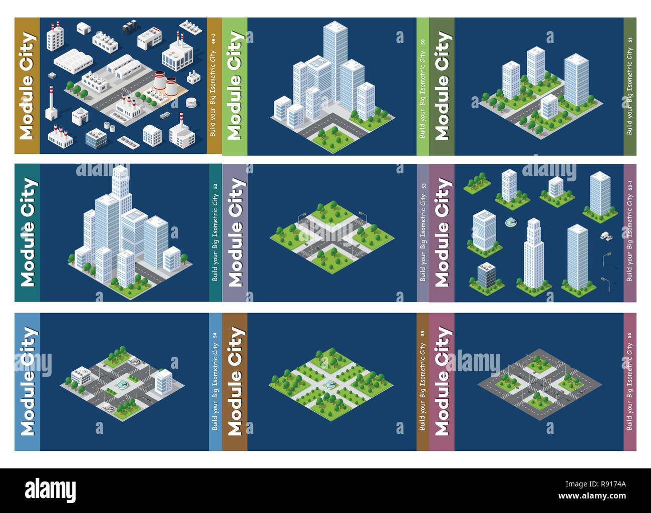 Set Urban Isometric skyscraper area of the city architecture ...