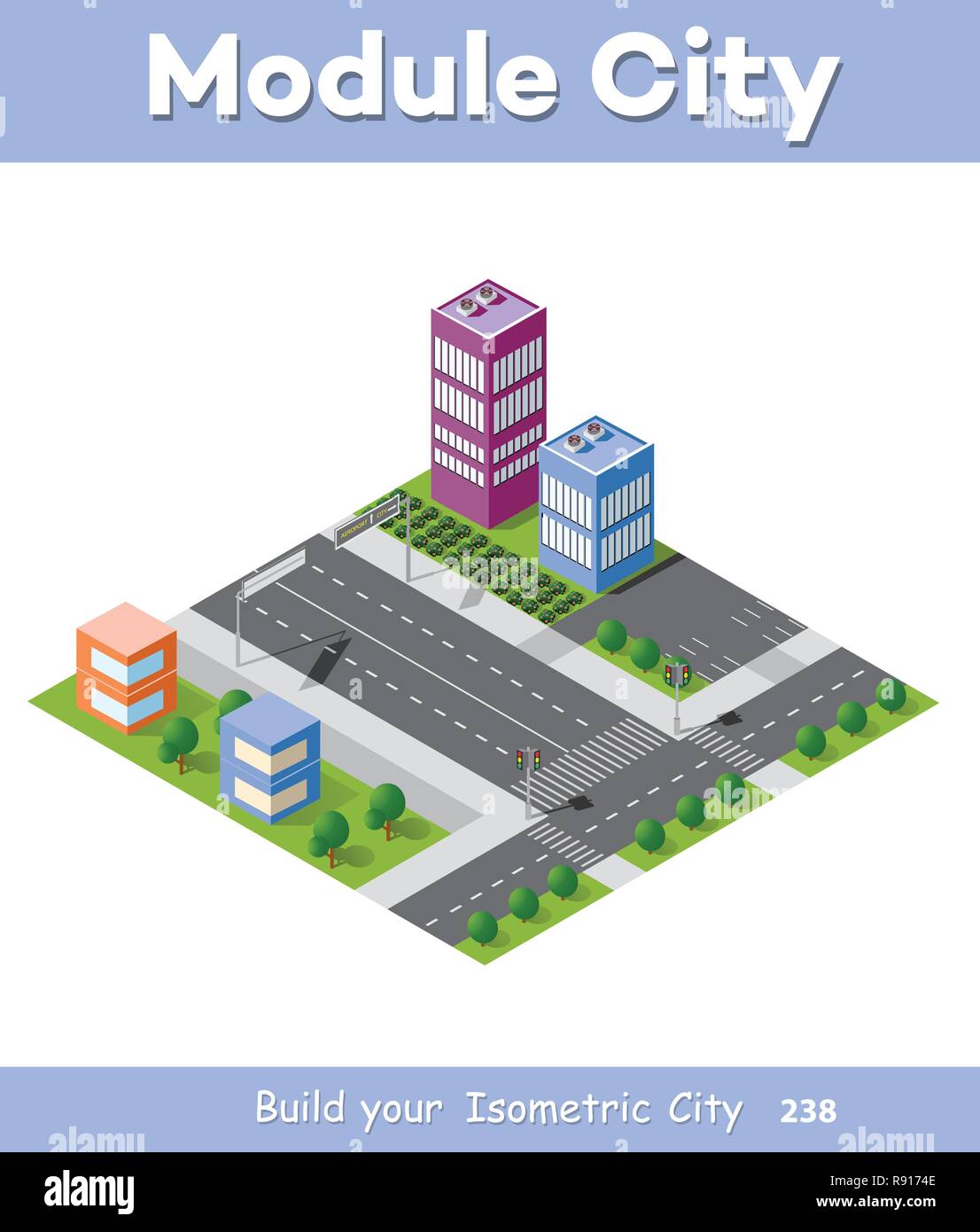 Isometric urban skyscraper building of the city infrastructure town ...