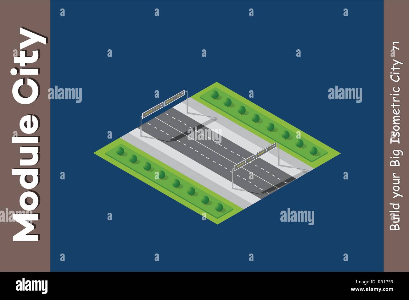 Isometric module is area landscape speed highway and road for ...