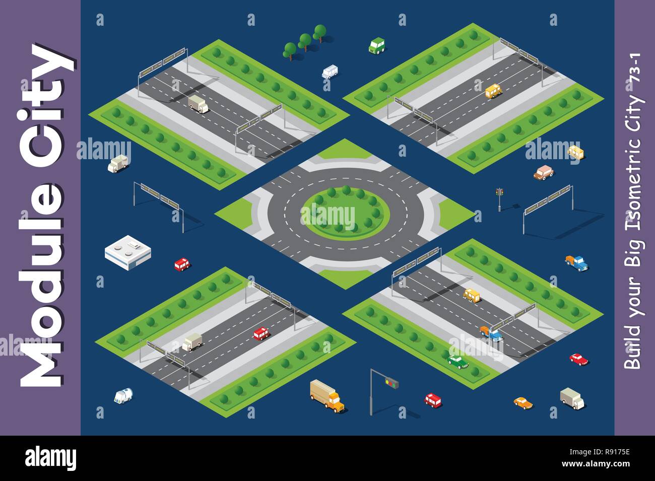 Isometric module is area landscape speed highway and road for ...