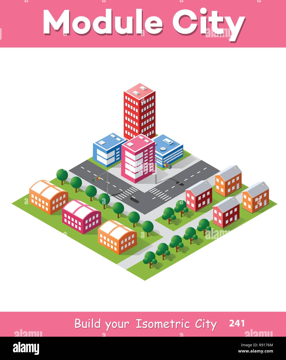 Colorful 3D isometric module is an area for constructing the design and ...
