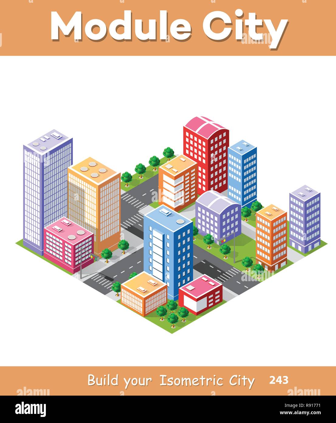 Colorful 3D isometric module is an area for constructing the design and ...