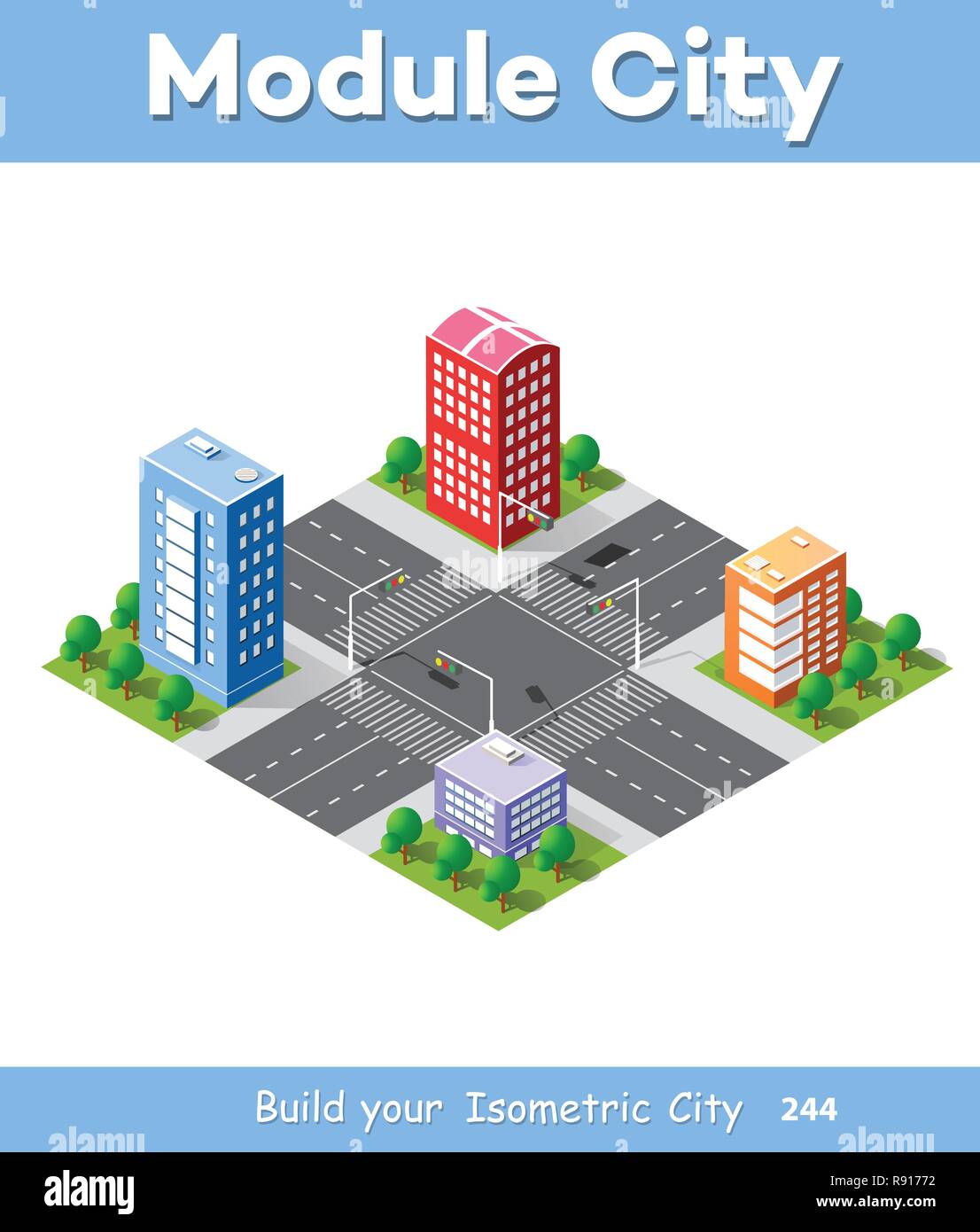 Colorful 3D isometric module is an area for constructing the design and ...