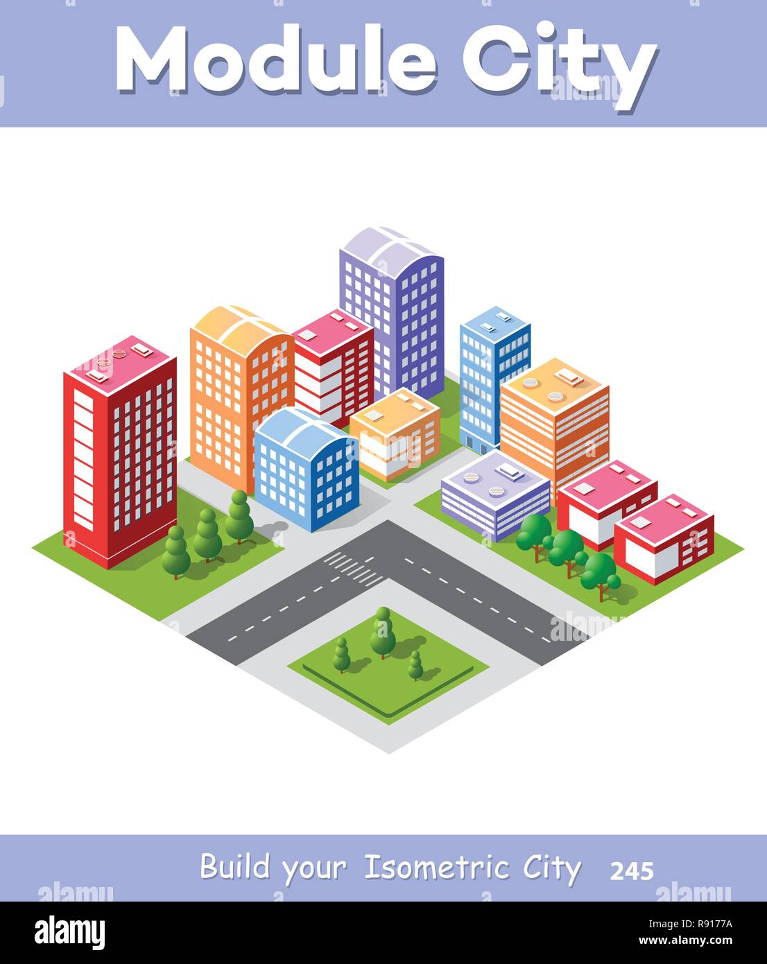 Colorful 3D isometric module is an area for constructing the design and ...