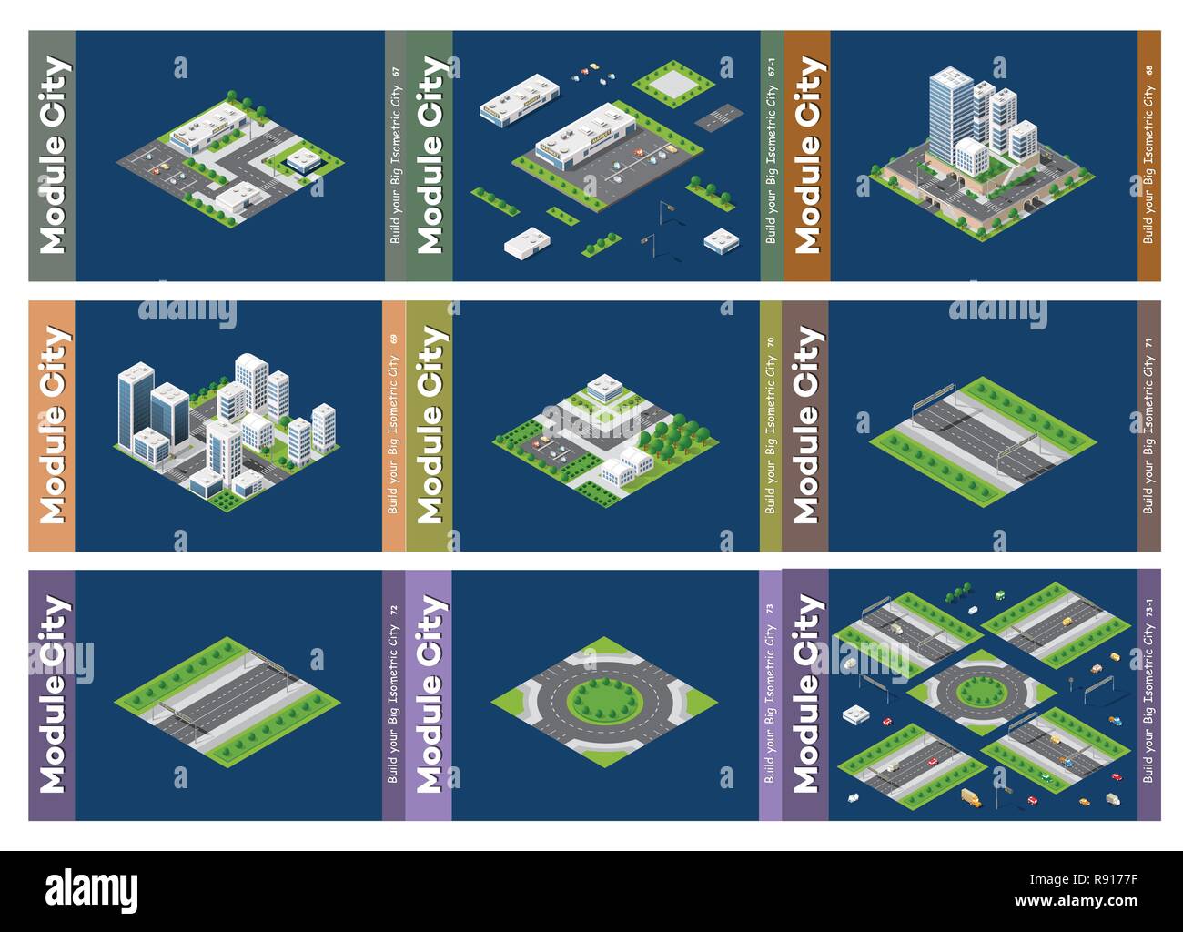 Isometric module is area landscape speed highway and road for ...