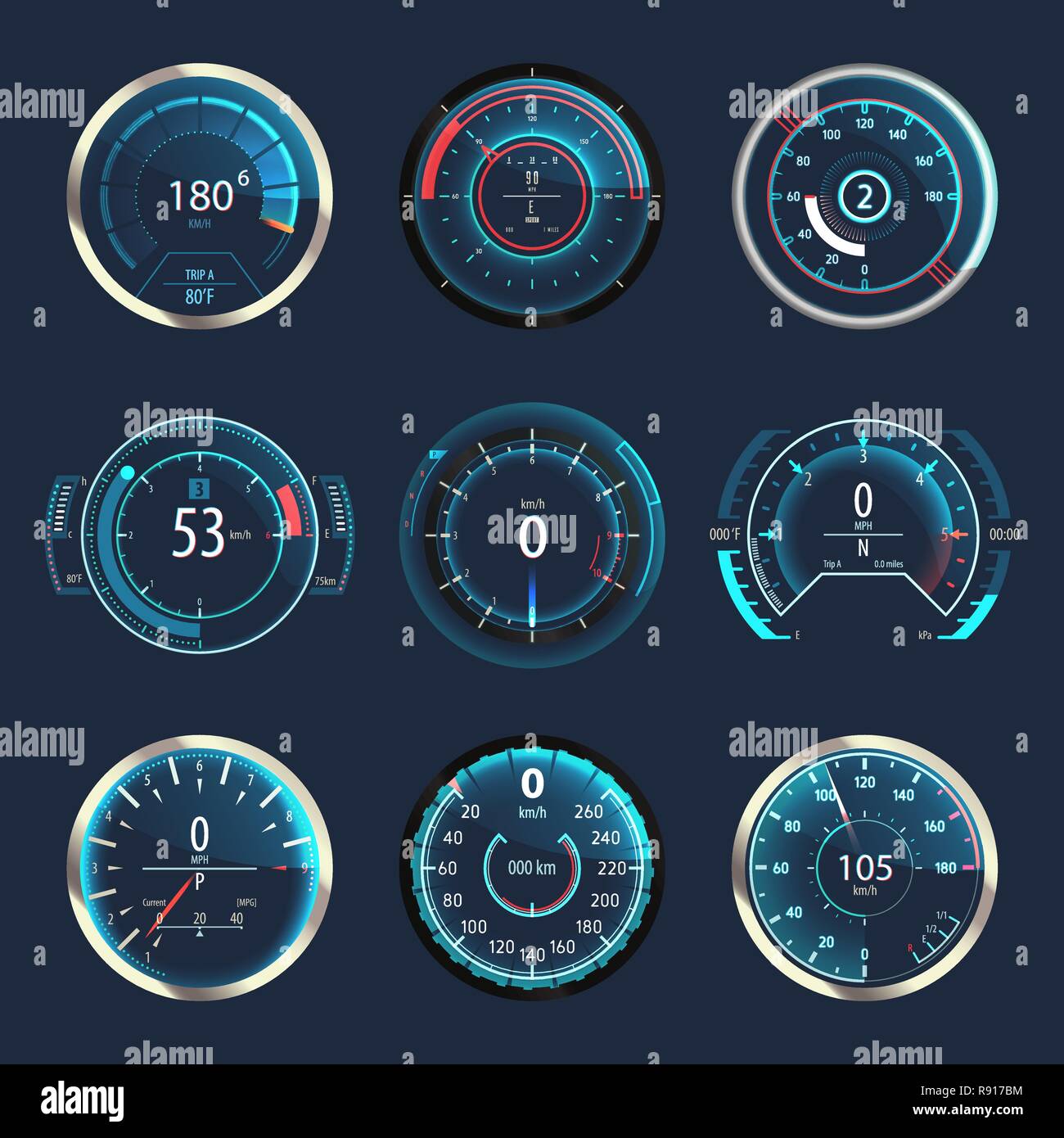 Vector speedometer set hi-res stock photography and images - Alamy