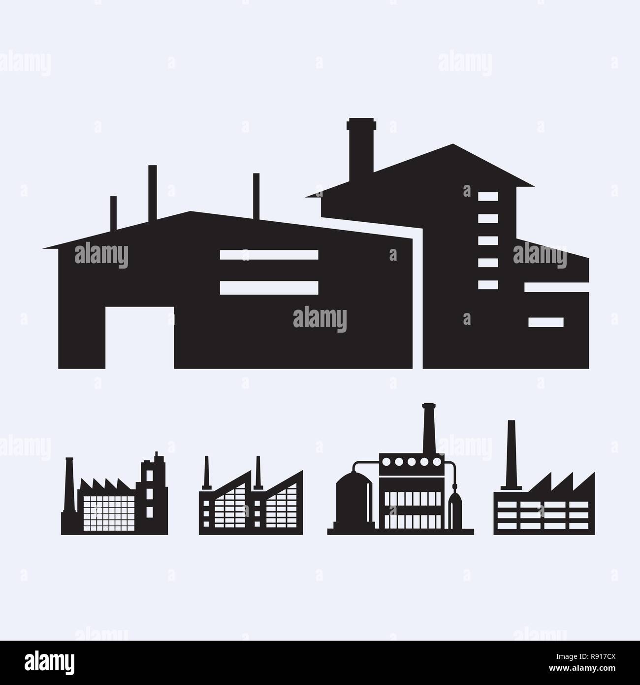 A set of design industrial elements of an city factory building and ...
