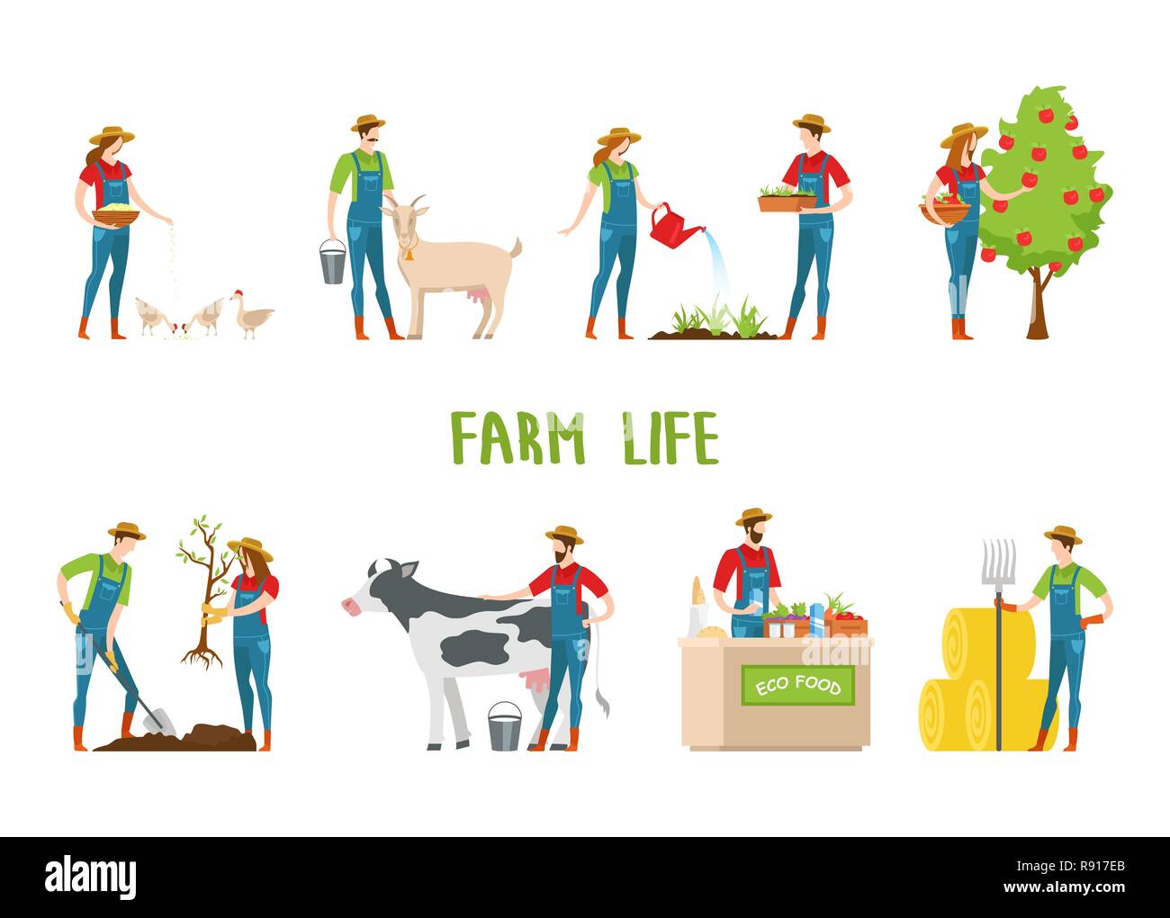 Farm worker pitchfork work Cut Out Stock Images & Pictures - Alamy