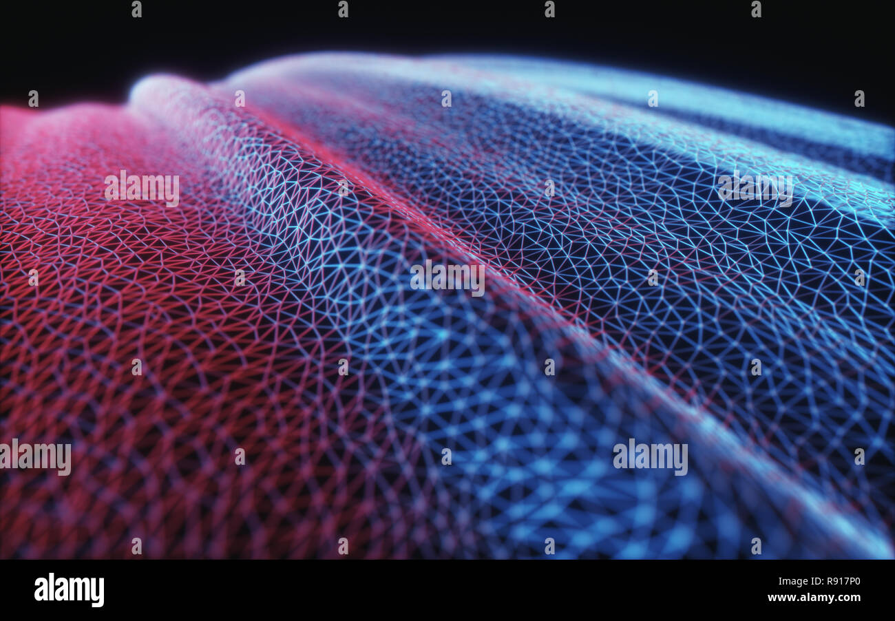 3D illustration. Abstract background image. Colored mesh ...