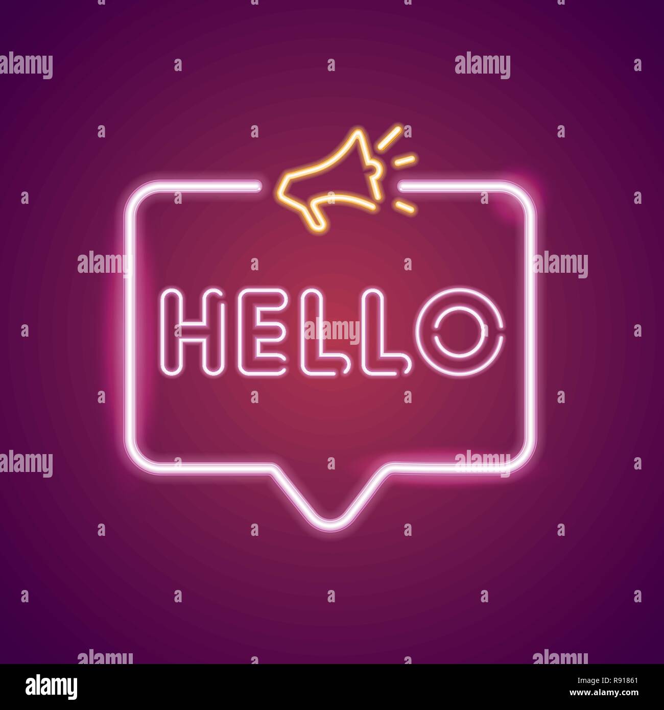 Hello neon light announcement poster template Stock Vector Image & Art ...