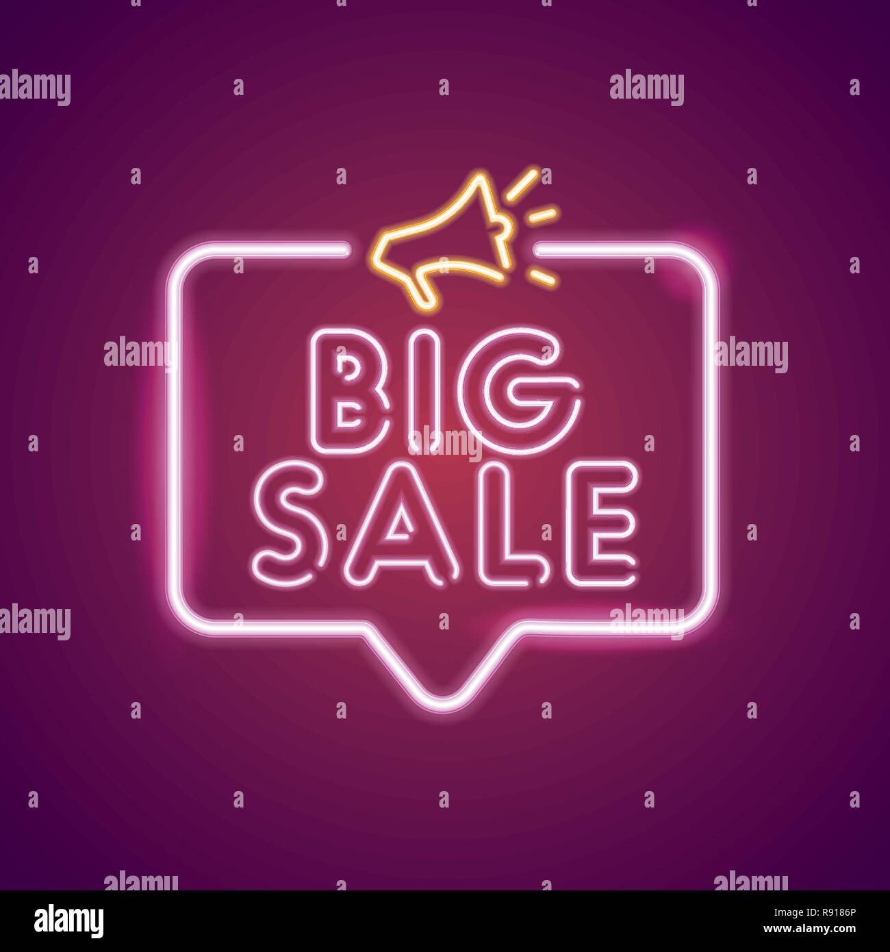 Big Sale neon light announcement poster template Stock Vector Image ...