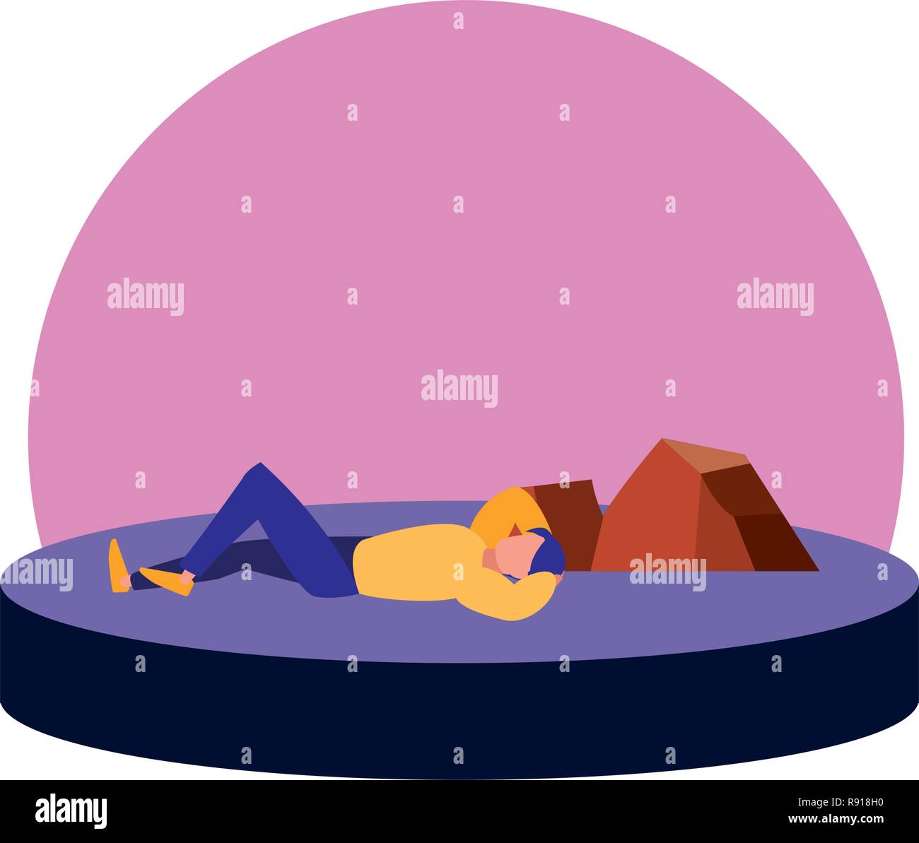 relaxed man lying down natural outdoor vector illustration Stock Vector ...