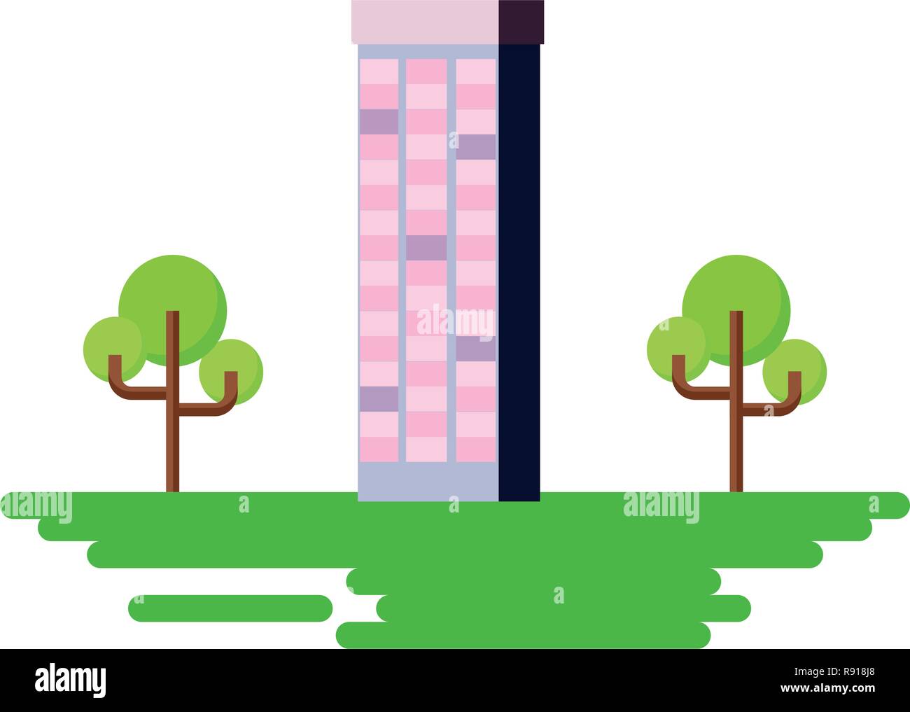 building with trees in the landscape vector illustration Stock Vector ...