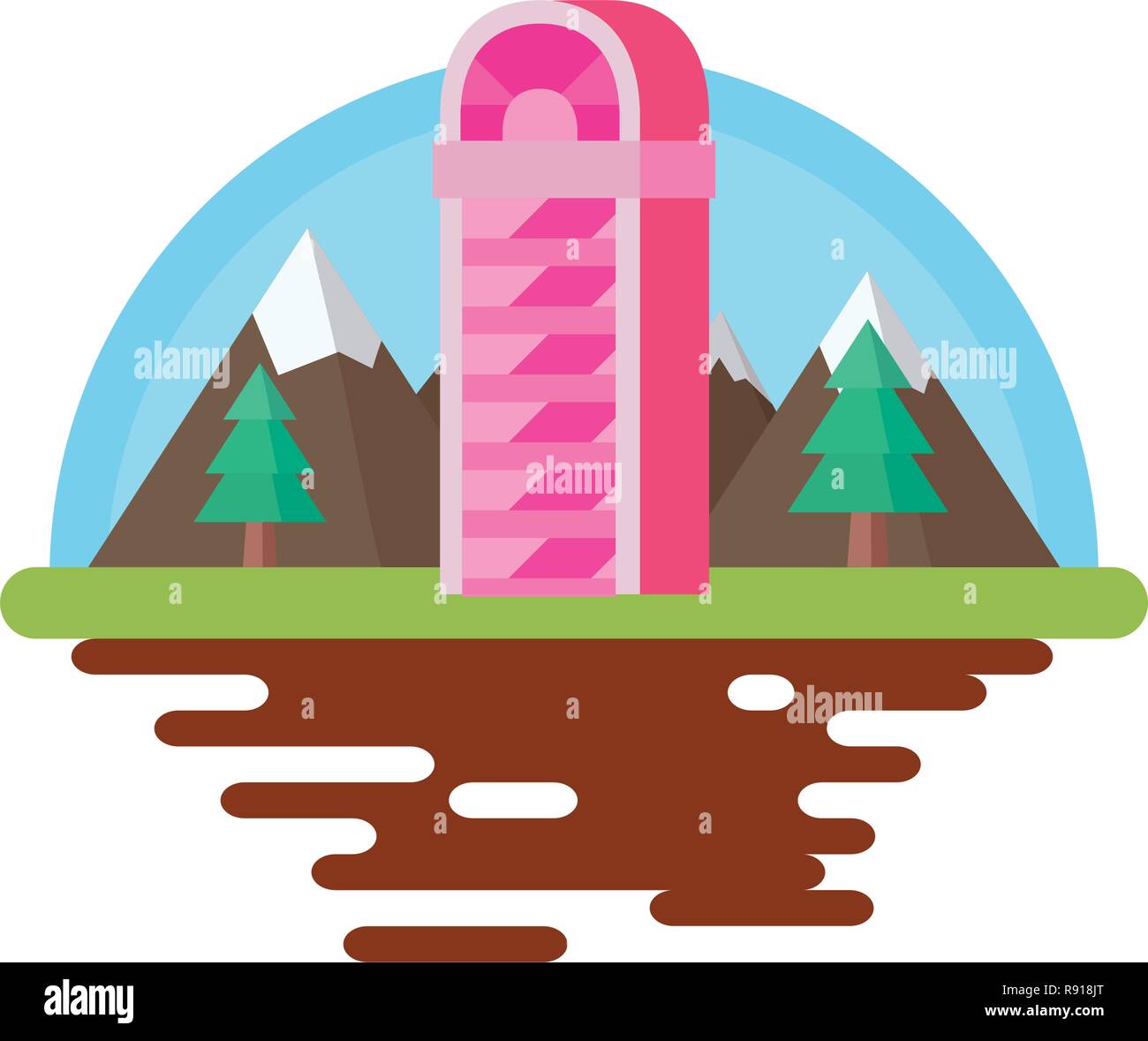 building with trees in the landscape vector illustration Stock Vector ...